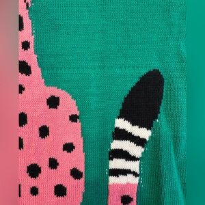 OXKnit | Sweaters | Pink Cheetah On Green Black Sweater Size Small Soft ...